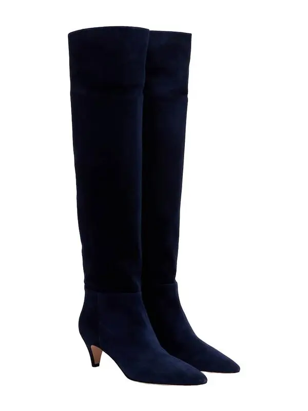 GIANVITO ROSSI Pointy 55 Suede Knee-high Boots - Blue