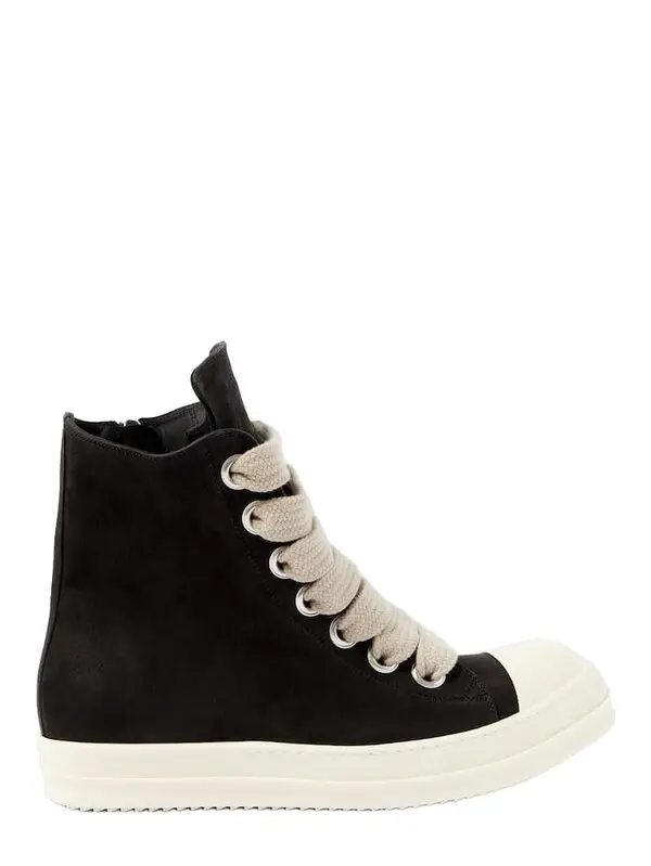 Rick Owens Jumbolace Suede High Top Sneakers - Black