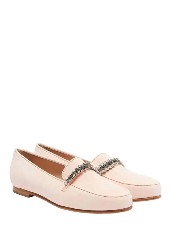 Manolo Blahnik Pisufa Embellished Suede Loafers - Pink