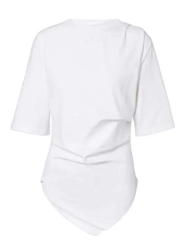 RÓHE Gathered Cotton Jersey T-shirt - White