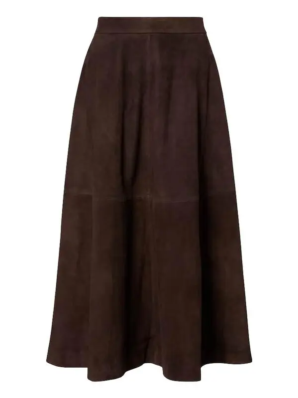 RÓHE Suede Midi Skirt - Brown