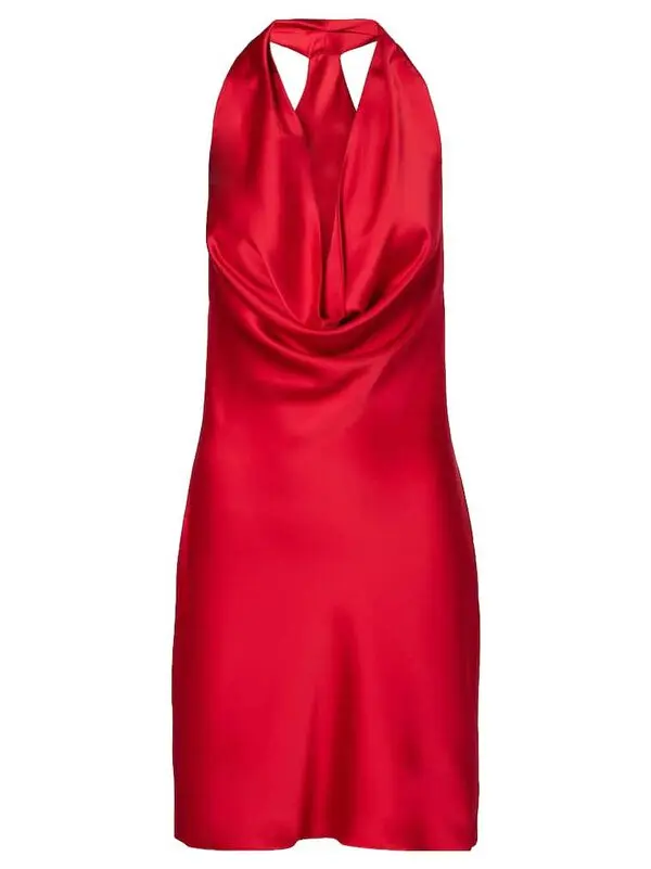 Norma Kamali Satin Mini Dress - Red