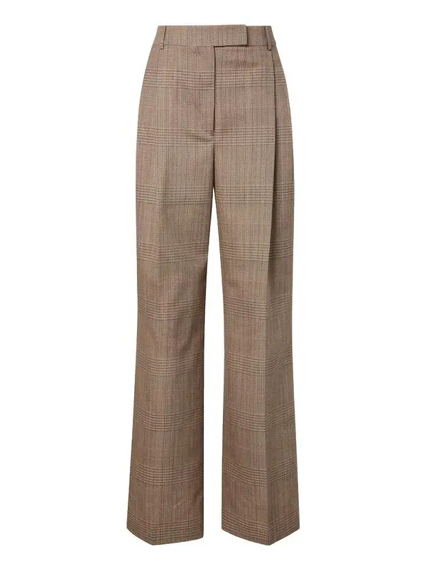 RÓHE Checked Virgin Wool Straight Pants - Brown