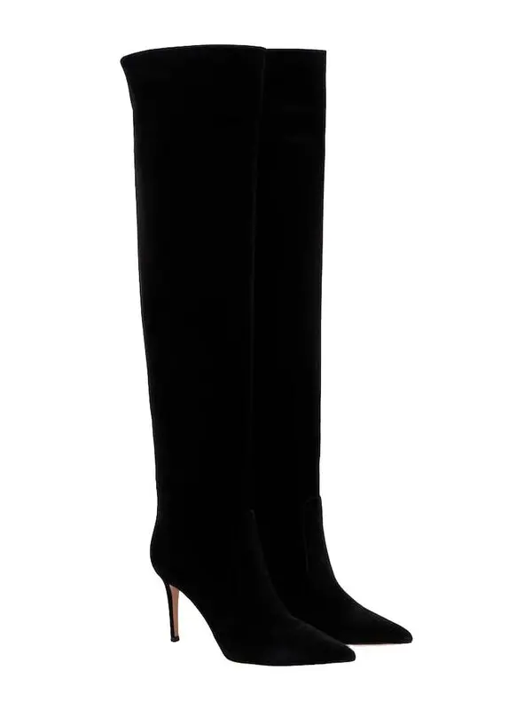 GIANVITO ROSSI Hansen 85 Suede Knee-high Boots - Black