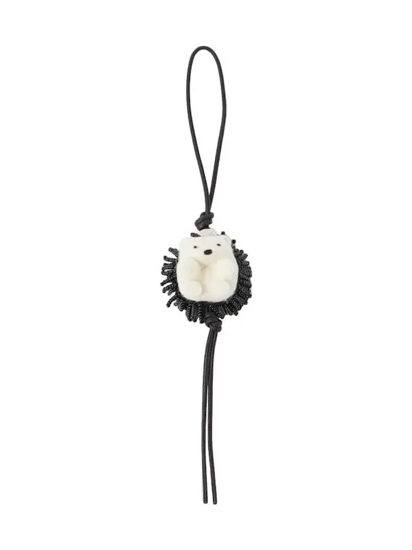 Loewe Hedgehog Beaded Bag Charm - White