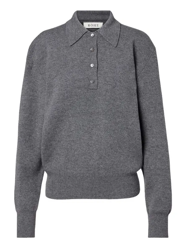 RÓHE Wool And Cashmere Polo Sweater - Grey