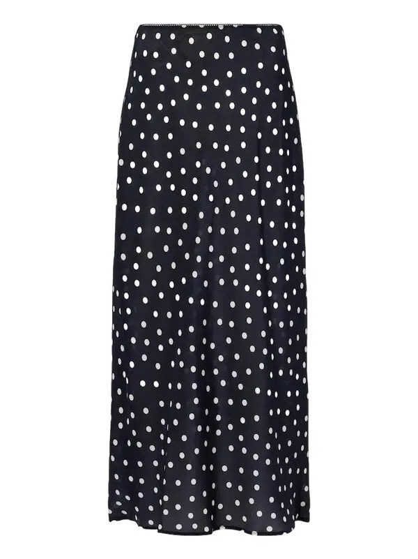 Rixo Ardith Polka-dot Silk Midi Skirt - Blue