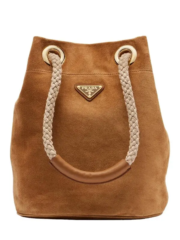 Prada Mariner Small Suede Bucket Bag - Brown