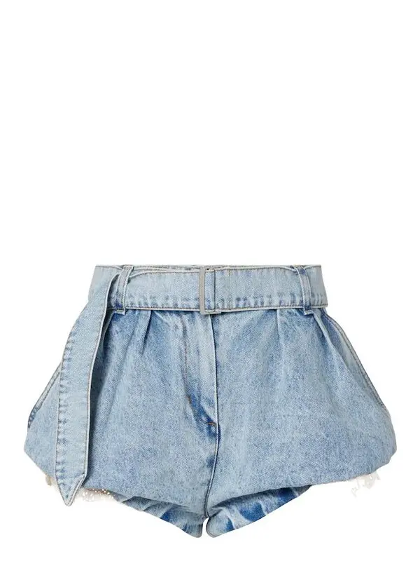 Magda Butrym Crochet-trimmed Denim Shorts - Blue