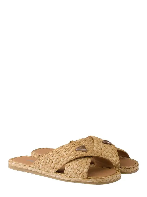 Prada Raffia Sandals - Natural