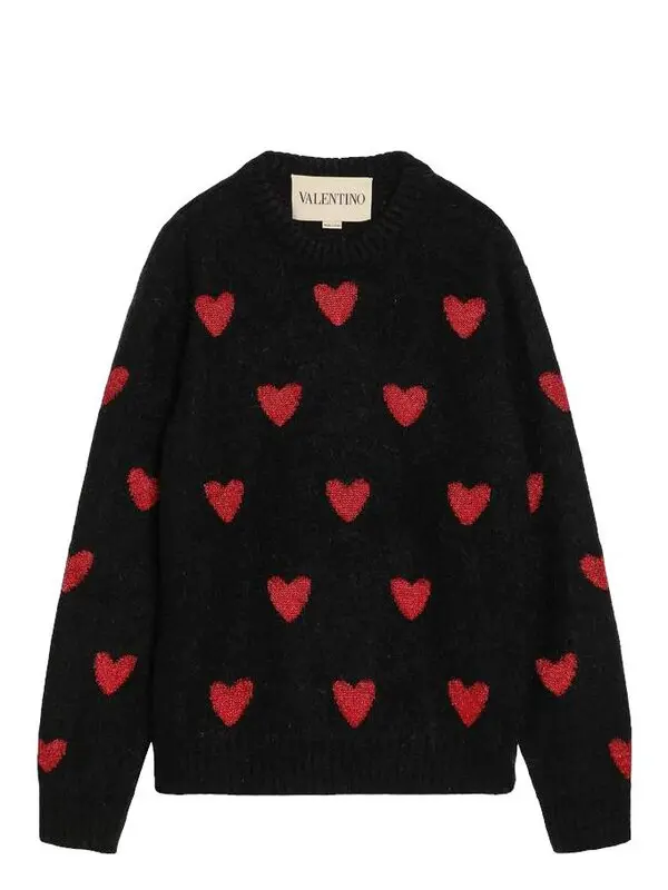 Valentino Garavani Jacquard Heart Pattern Sweater - Black