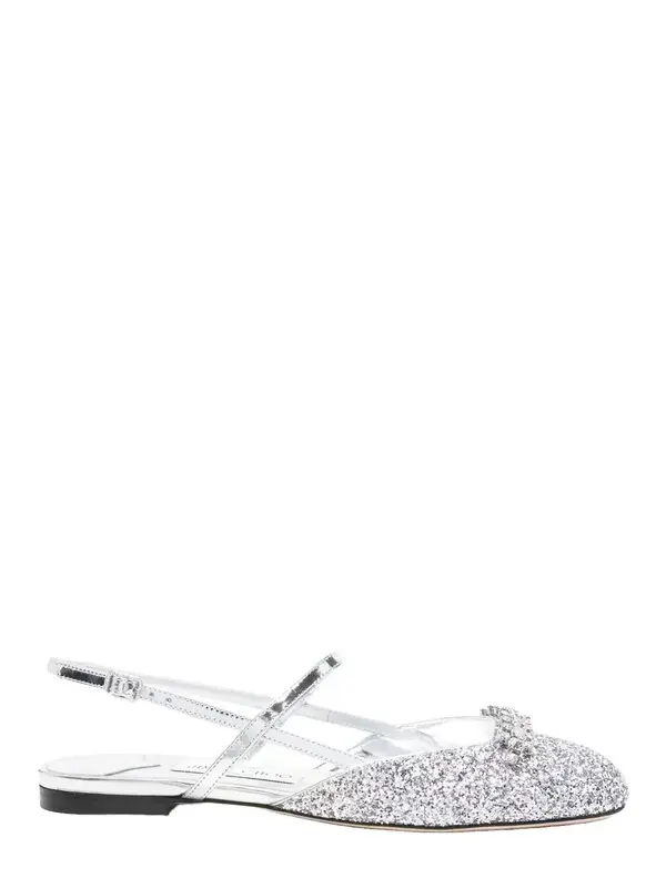 JIMMY CHOO Belinda Glitter-embellished Slingback Sandals - Silver