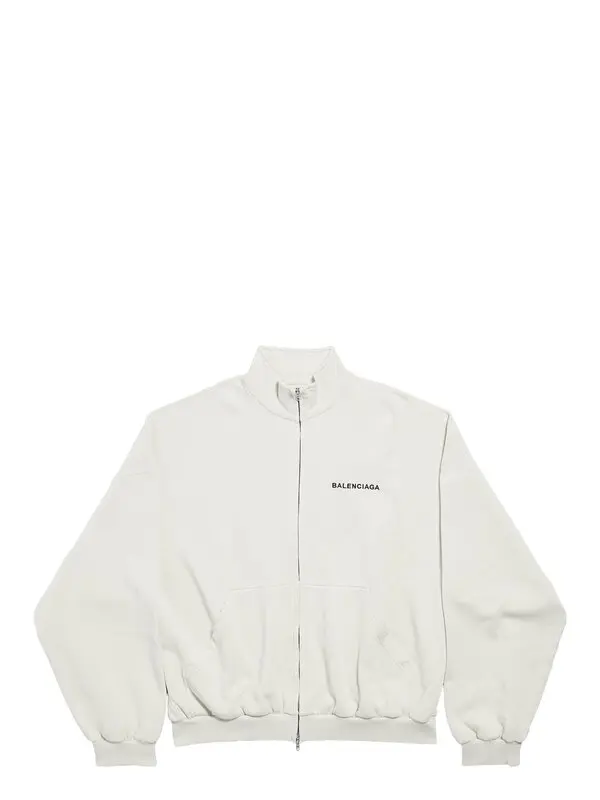 Balenciaga Cotton Logo Zip-up Jacket - White
