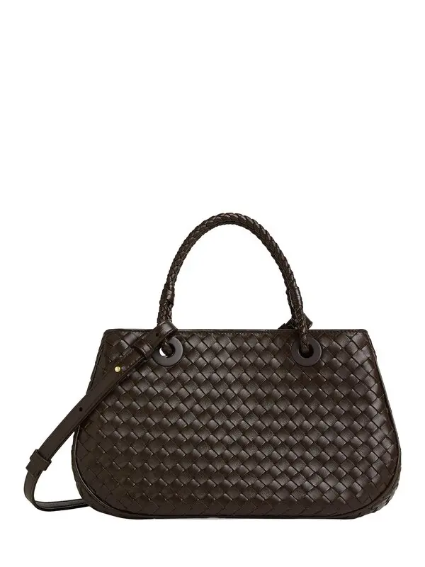 Bottega Veneta Leather Basket Shoulder Bag - Grey
