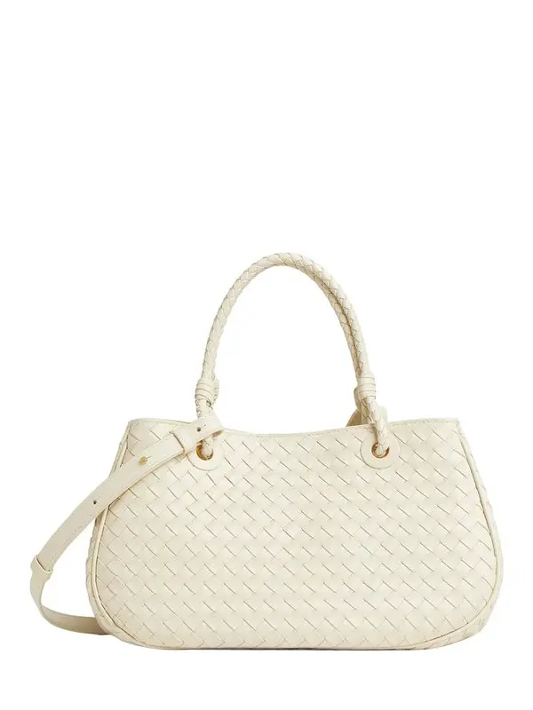 Bottega Veneta Leather Basket Shoulder Bag - White