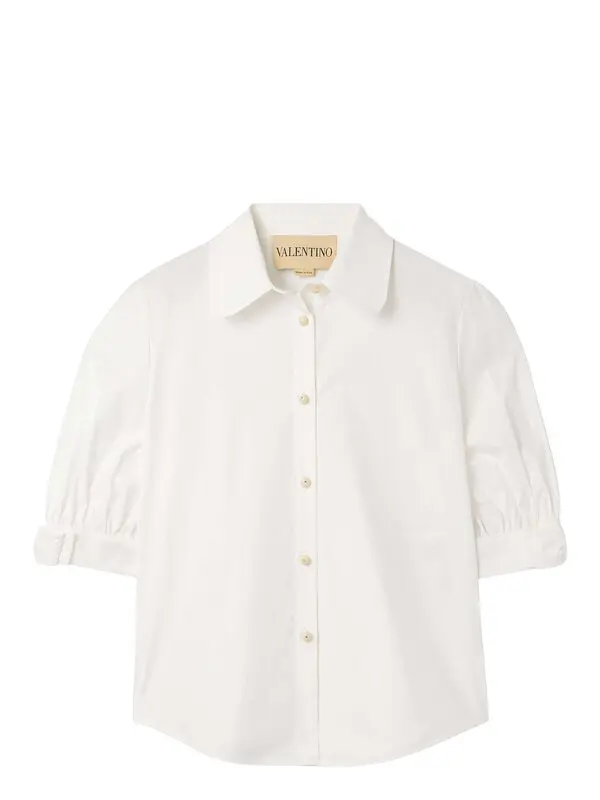 Valentino Garavani Bow-detailed Cotton-poplin Shirt - White