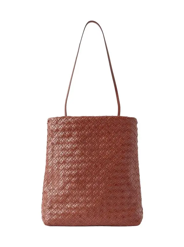 THE ROW Lilou Woven Textured-leather Shoulder Bag - Brown