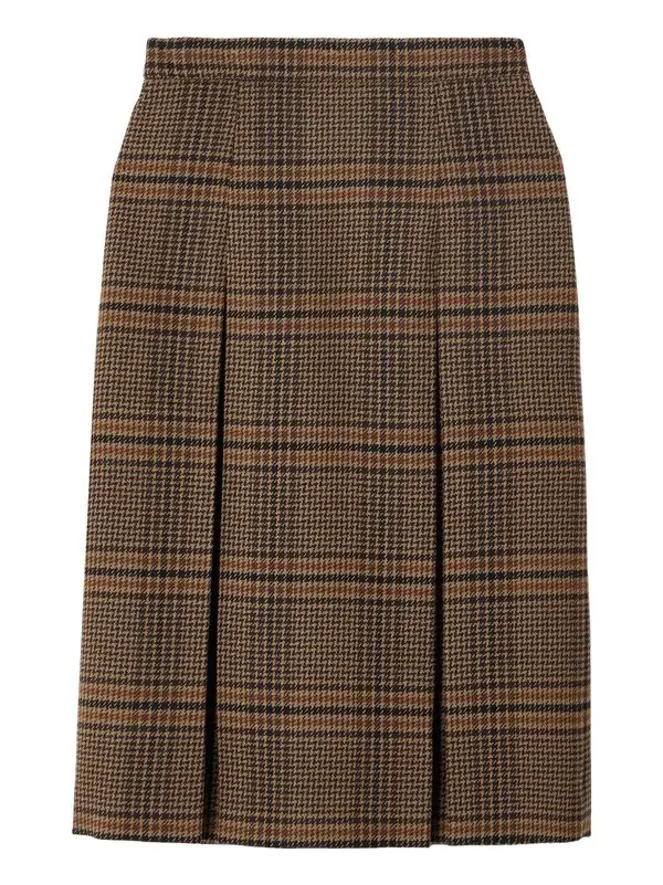 Saint Laurent Wool Midi Skirt - Brown