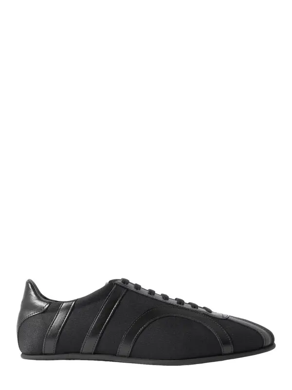 TOTEME Leather-trimmed Cotton-canvas Sneakers - Black