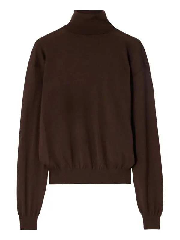 Saint Laurent Wool, Cashmere And Silk-blend Turtleneck Sweater - Brown