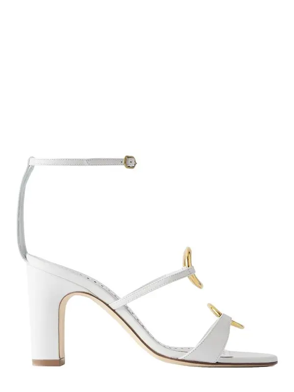 Manolo Blahnik Hisfahan 90 Leather Sandals - White