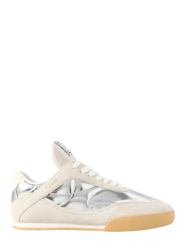 Chloé Kick Suede And Metallic Leather Sneakers - Silver
