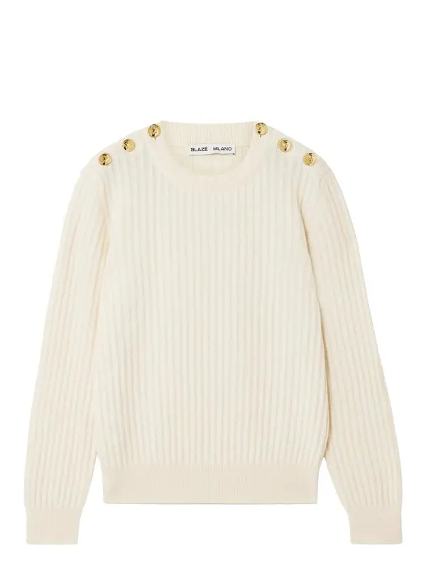 BLAZÉ MILANO Highland Cable-knit Wool And Cashmere-blend Sweater - White