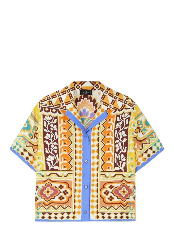 Etro Printed Silk-twill Shirt - Yellow