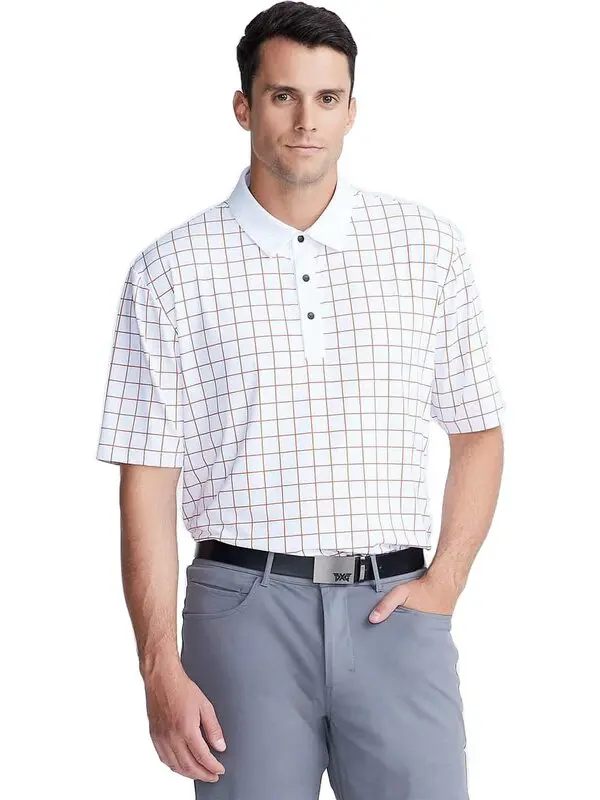 PXG Comfort Fit Archive Windowpane Polo - White