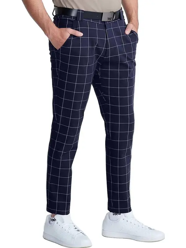 PXG Windowpane Slim Trousers - Midnight Blue