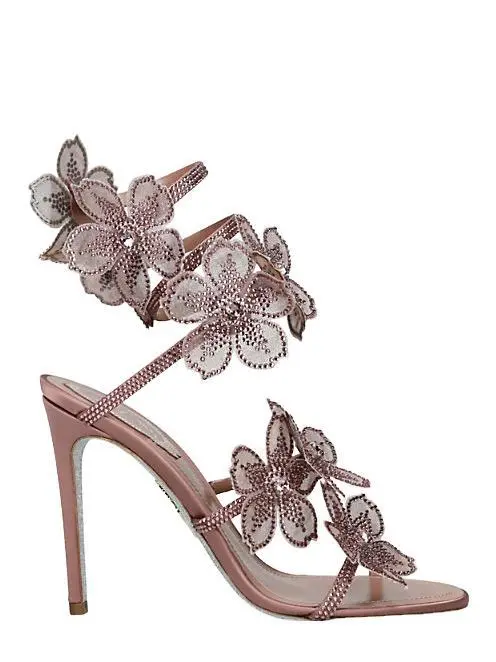 Rene Caovilla Floral Cleo 105 Heeled Sandals - Blush