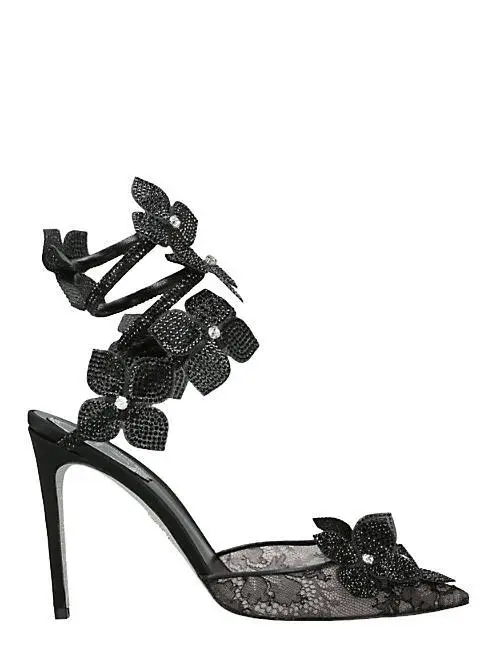 Rene Caovilla Floriane 105 Embellished Heeled Sandals - Black