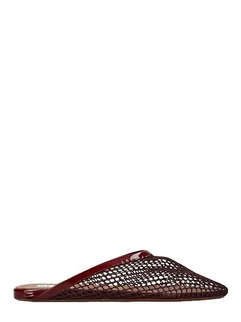 Alaïa Leather Fishnet Mules - Wine