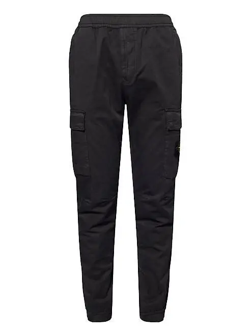 Stone Island Slim-leg Cotton-wool Blend Trousers - Lead Grey