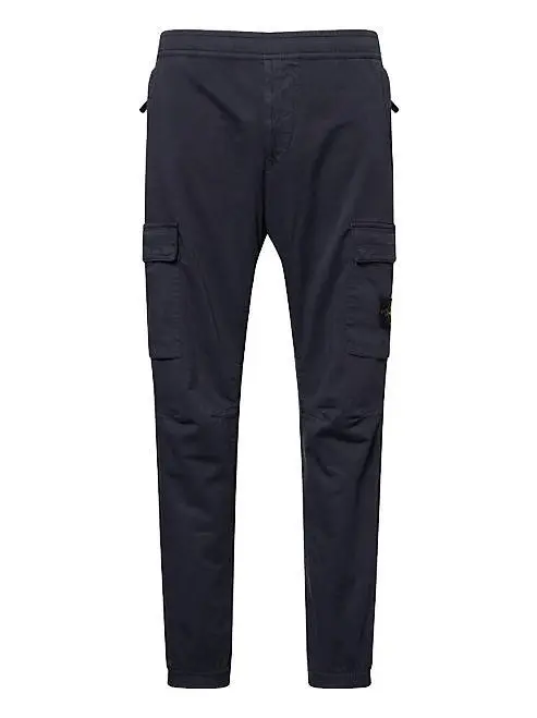 Stone Island Slim-leg Cotton-wool Blend Trousers - Navy Blue
