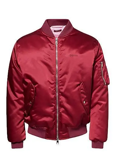 Gucci Embossed-logo Padded Bomber Jacket - Rosso Ancora