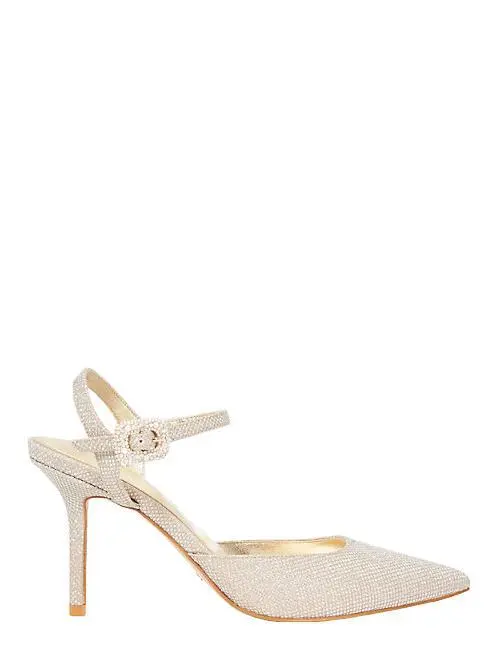DUNE Crystal-embellished Heeled Courts - Gold Fabric