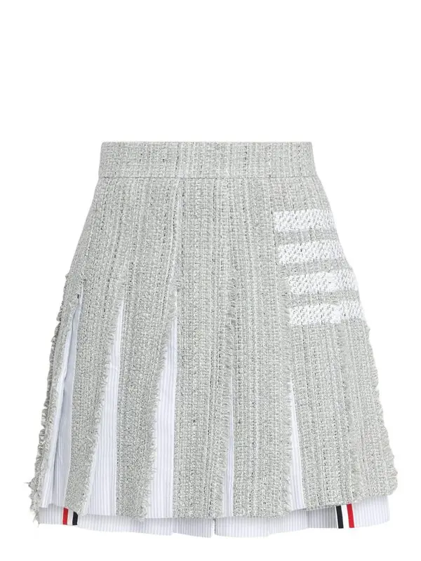 Thom Browne Combo Pleated 4-bar Tweed Mini Skirt - Med Grey