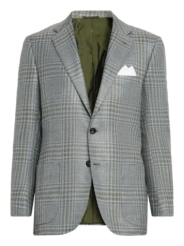 Kiton Apos;s Woven Plaid Single-breasted Sport Coat - Olive