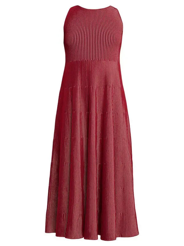 Emporio Armani Sleeveless Striped Rib Knit Maxi Dress - Chili Pepper Fancy