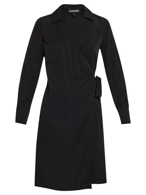 Emporio Armani Diamond Jacquard Wrap Shirtdress - Black