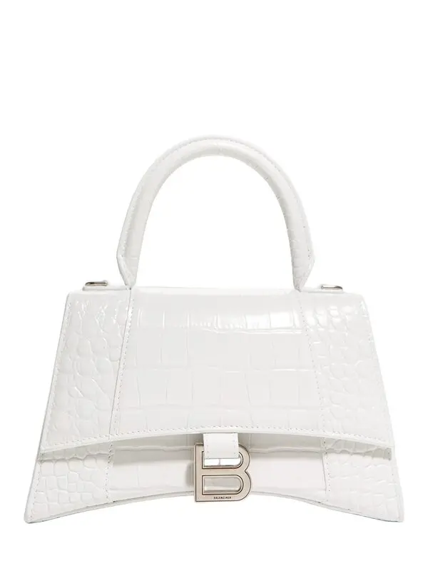 Balenciaga Hourglass Small Croc-embossed Bag - 9016 White