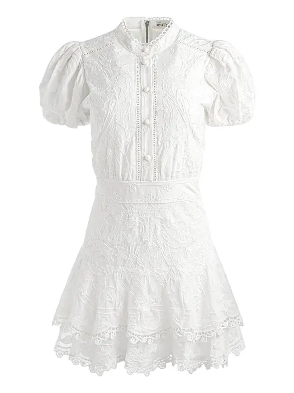 Alice + Olivia Loryn Embroidered Shirtdress - Off White