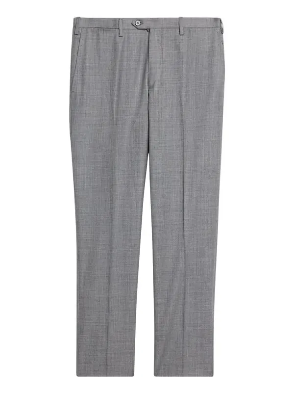 Kiton Wool Twill Flat-front Trousers - Gry
