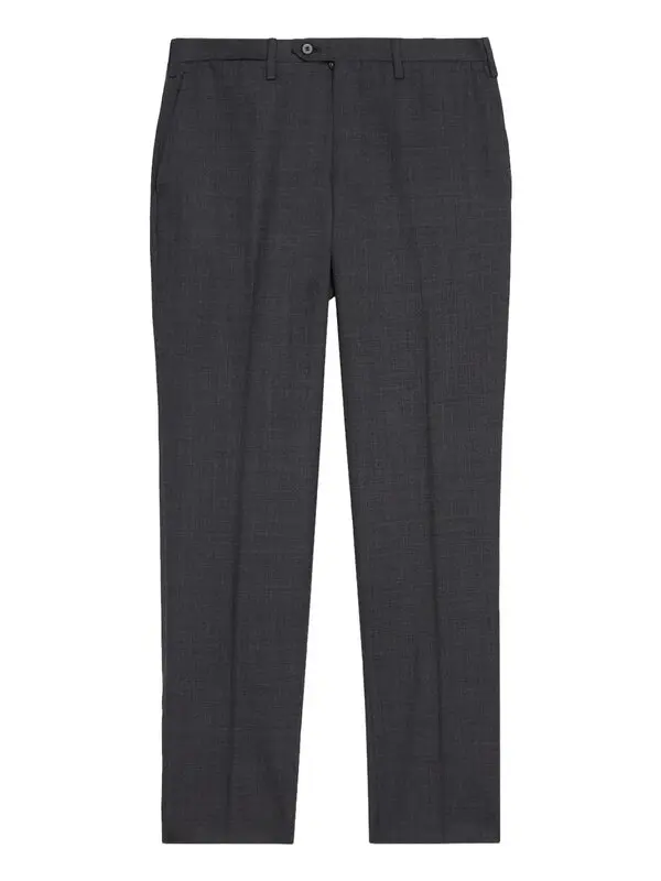 Kiton Wool Twill Flat-front Trousers - Dk Gry
