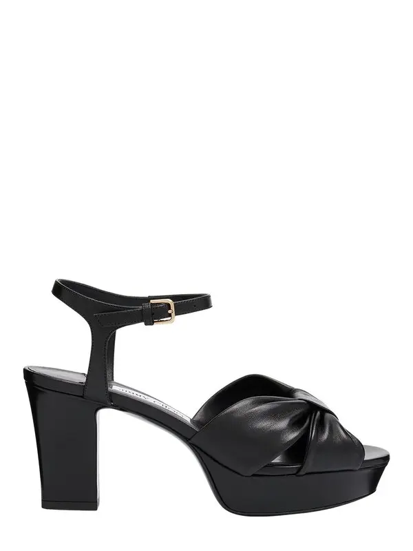 JIMMY CHOO Heloise Leather Knot Platform Sandals - Black