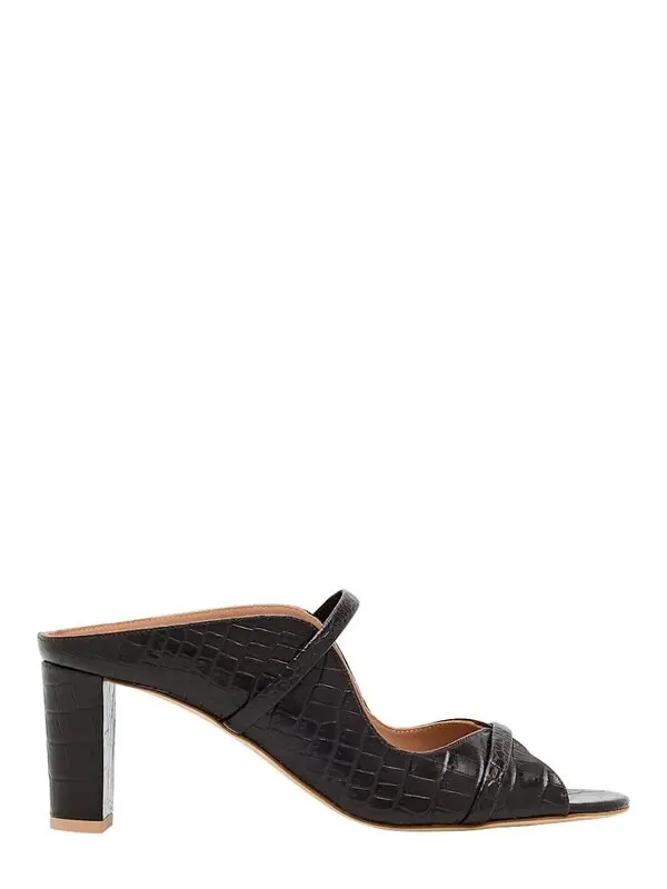MALONE SOULIERS Norah Croc-embossed Mules - Dark Brown