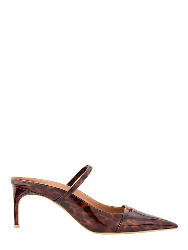 MALONE SOULIERS Aurora Leopard Patent Leather Mules - Brown