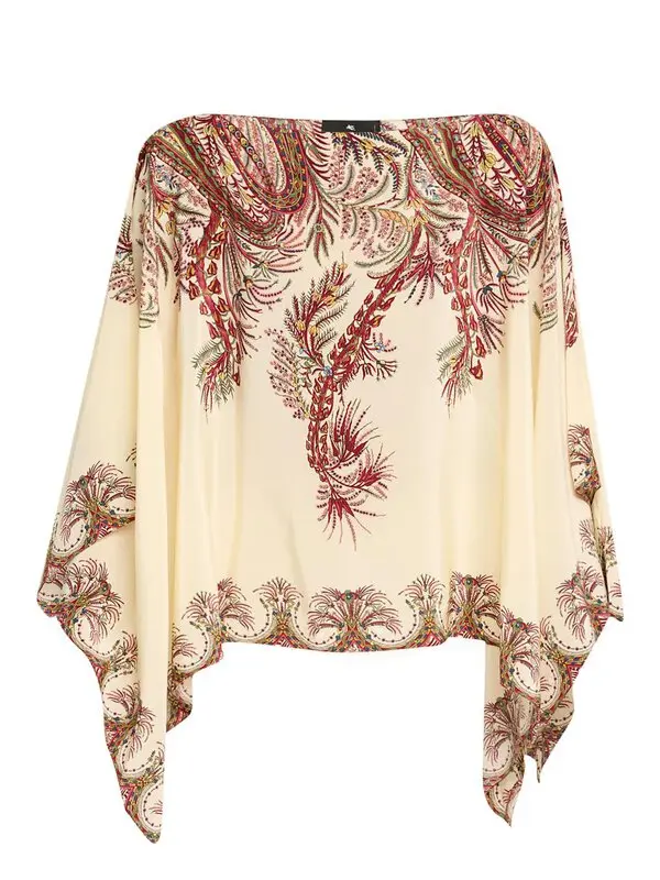 Etro Printed Silk Poncho - Cream