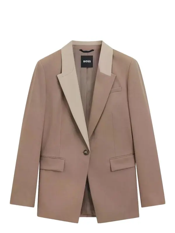 BOSS Contrast-lapel Wool Blazer - Neutrals